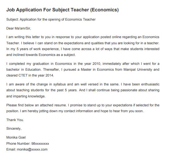 Job Application Letter For Teaching Simple Tips And Samples